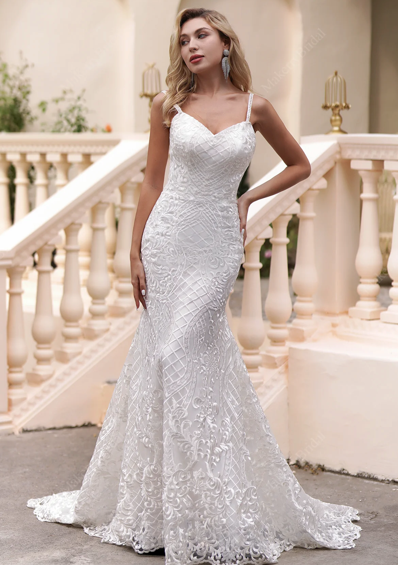 Spaghetti Strap Sweetheart Neckline Fit And Flare Wedding Dress TulleLux Bridal Crowns Accessories