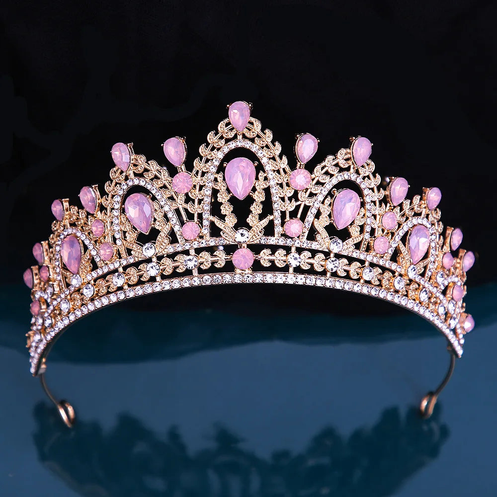 Royal Crystal Opal Wedding Tiara Crown Party Hair Jewelry Accessory ...