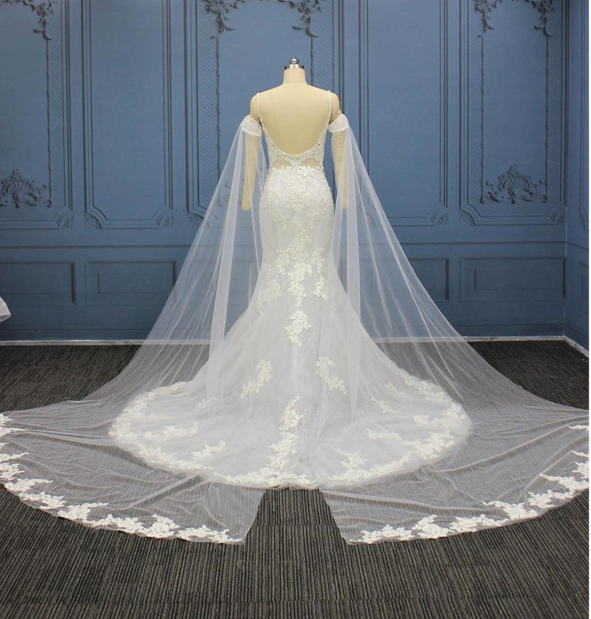 Detached Tulle Lace Bridal Cape Mermaid Wedding Dress – TulleLux Bridal ...
