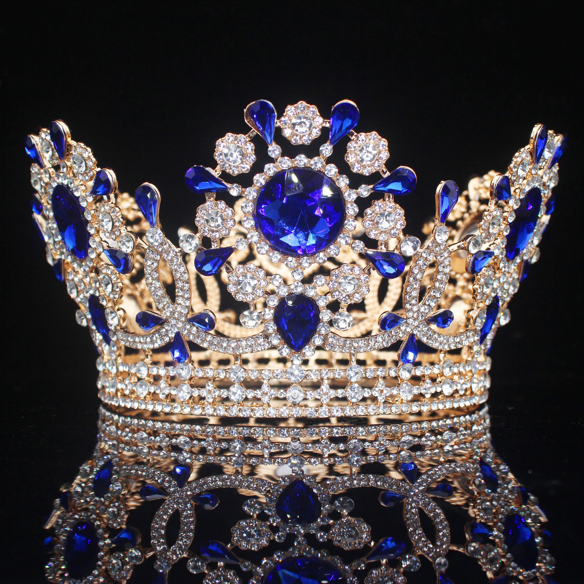 Royal Crystal King Queen Full Round Crown Colorful Crystal – Tulle Lux ...